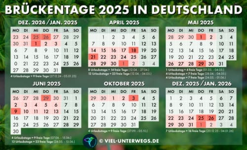 Feiertage 2025: Tipps zum Urlaub planen mit Brückentagen